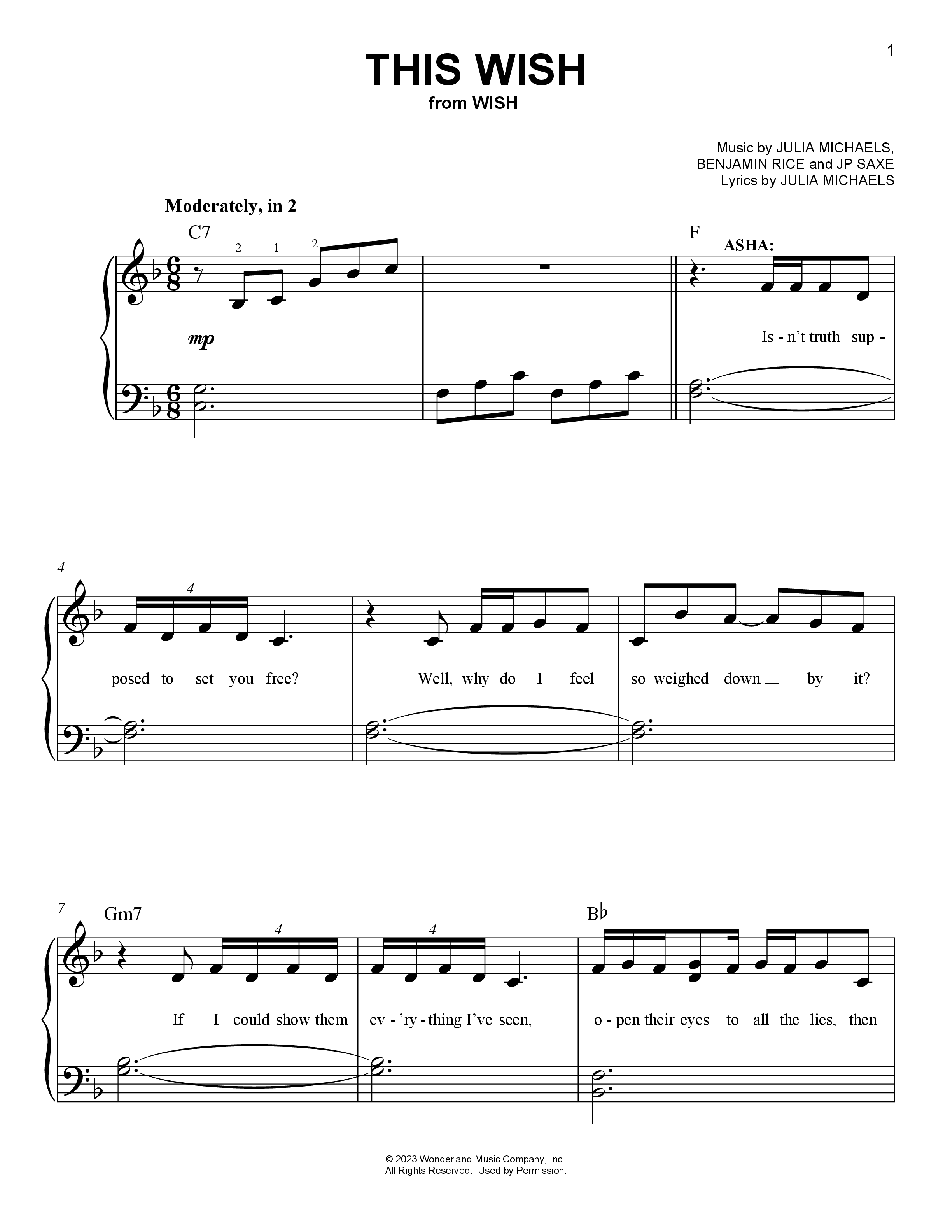 Play Official version of This Wish (from Wish) Sheet Music by Ariana ...