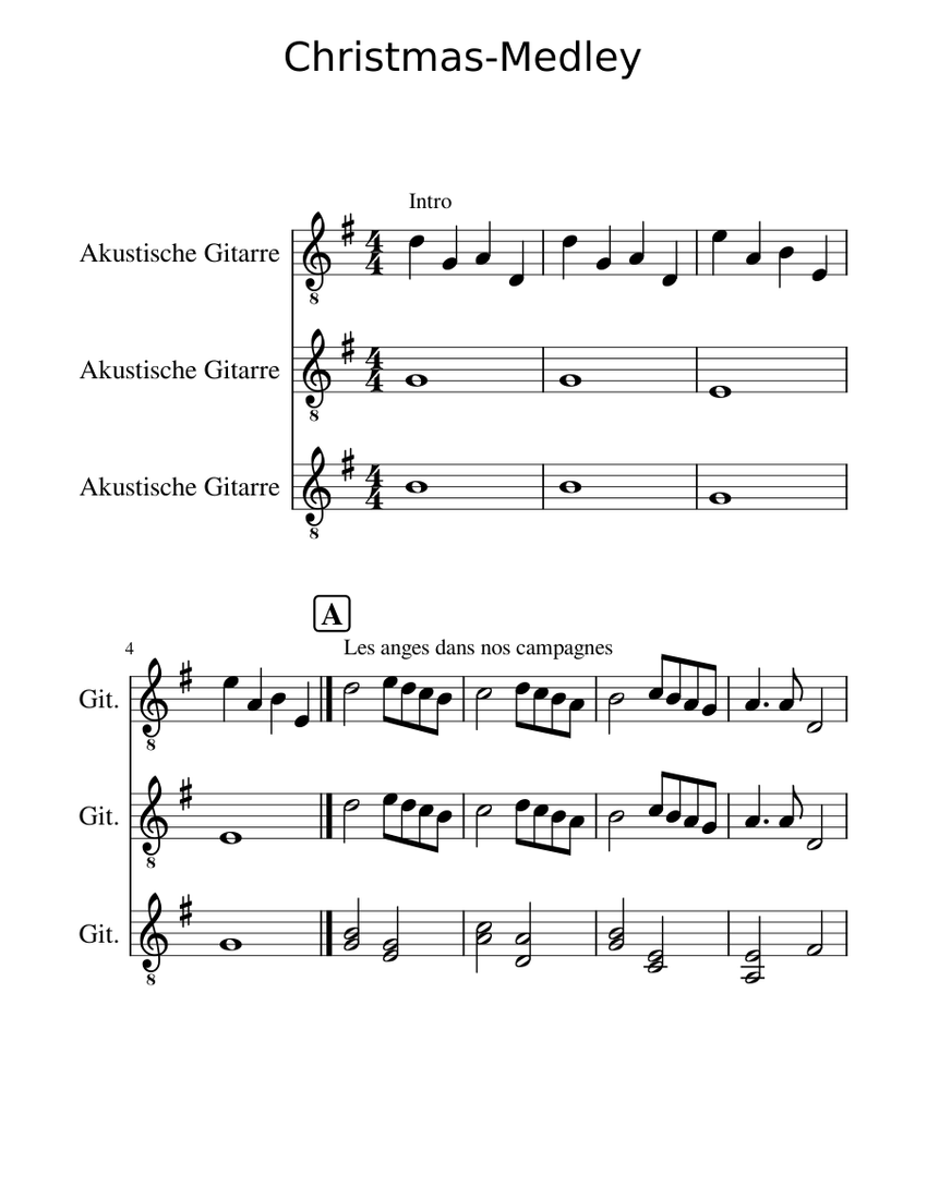 Christmas Medley Sheet music for Guitar (Mixed Trio) | Musescore.com