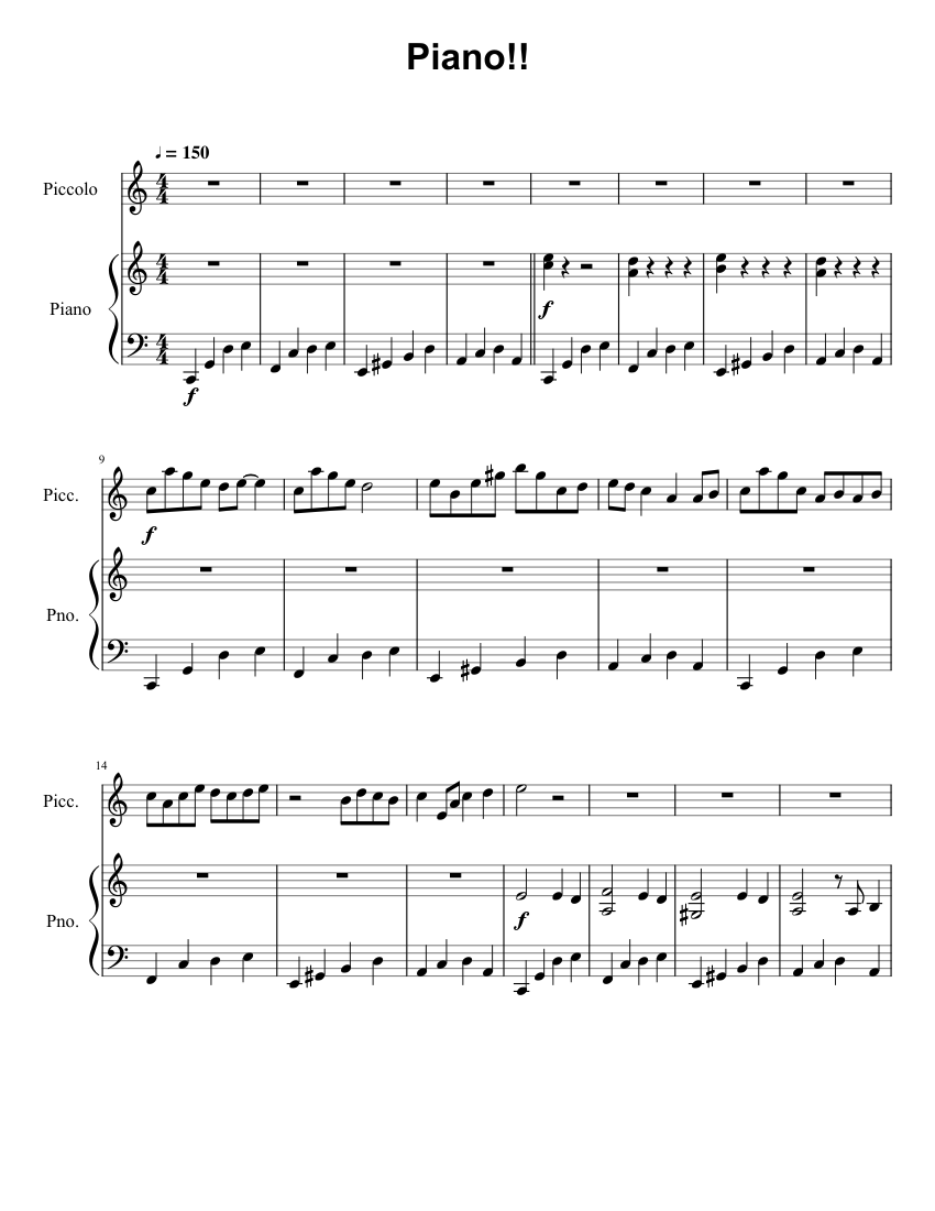 Random Tune #4504 Sheet music for Piano, Flute piccolo (Solo ...