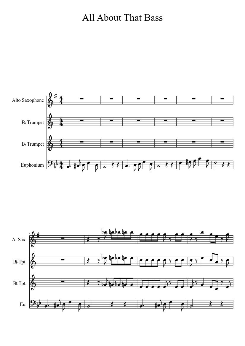 All About That Bass Sheet Music for Trumpet other (Brass Duet ...