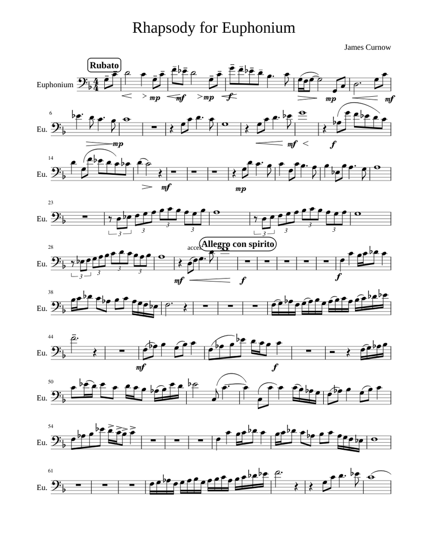 Rhapsody for Euphonium Sheet music for Euphonium (Solo) | Musescore.com