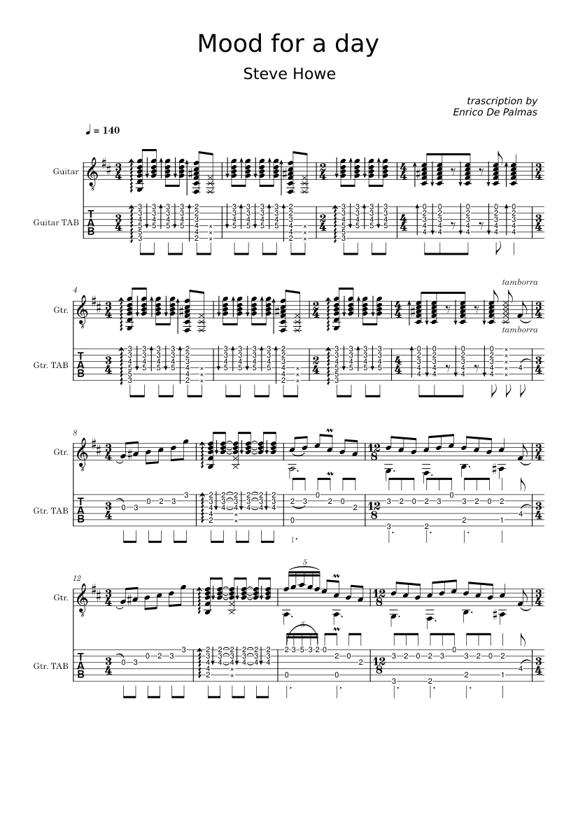 Mood for a day – Steve Howe Mood for a day - Steve Howe Sheet music for ...