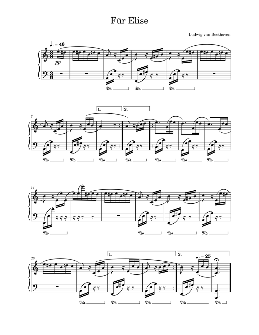 Für Elise - Beethoven Sheet music for Piano (Solo) Easy | Musescore.com