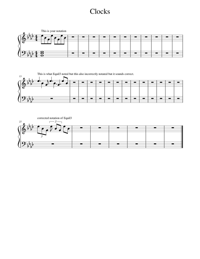 Clocks Sheet music for Piano (Solo) Easy | Musescore.com