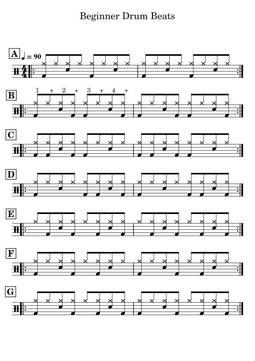Beginner Drum Beats Sheet music for Drum group (Solo) | Musescore.com