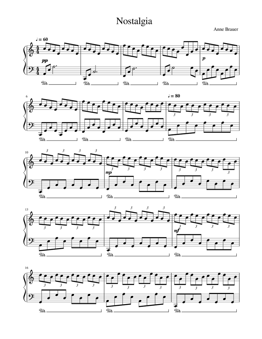 Nostalgia Sheet music for Piano (Solo) Easy | Musescore.com