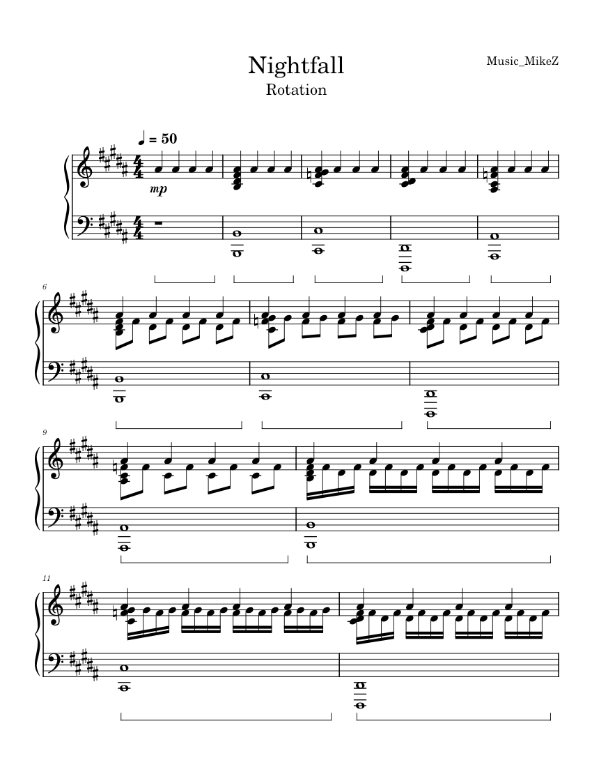 Nightfall - Music_MikeZ Sheet music for Piano (Solo) | Musescore.com