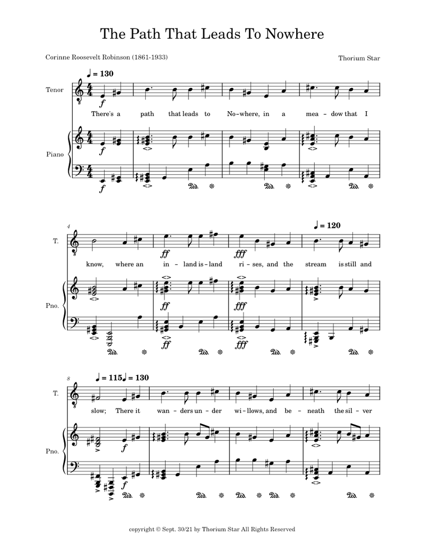 The Path That Leads To Nowhere Sheet music for Piano, Tenor (Piano ...