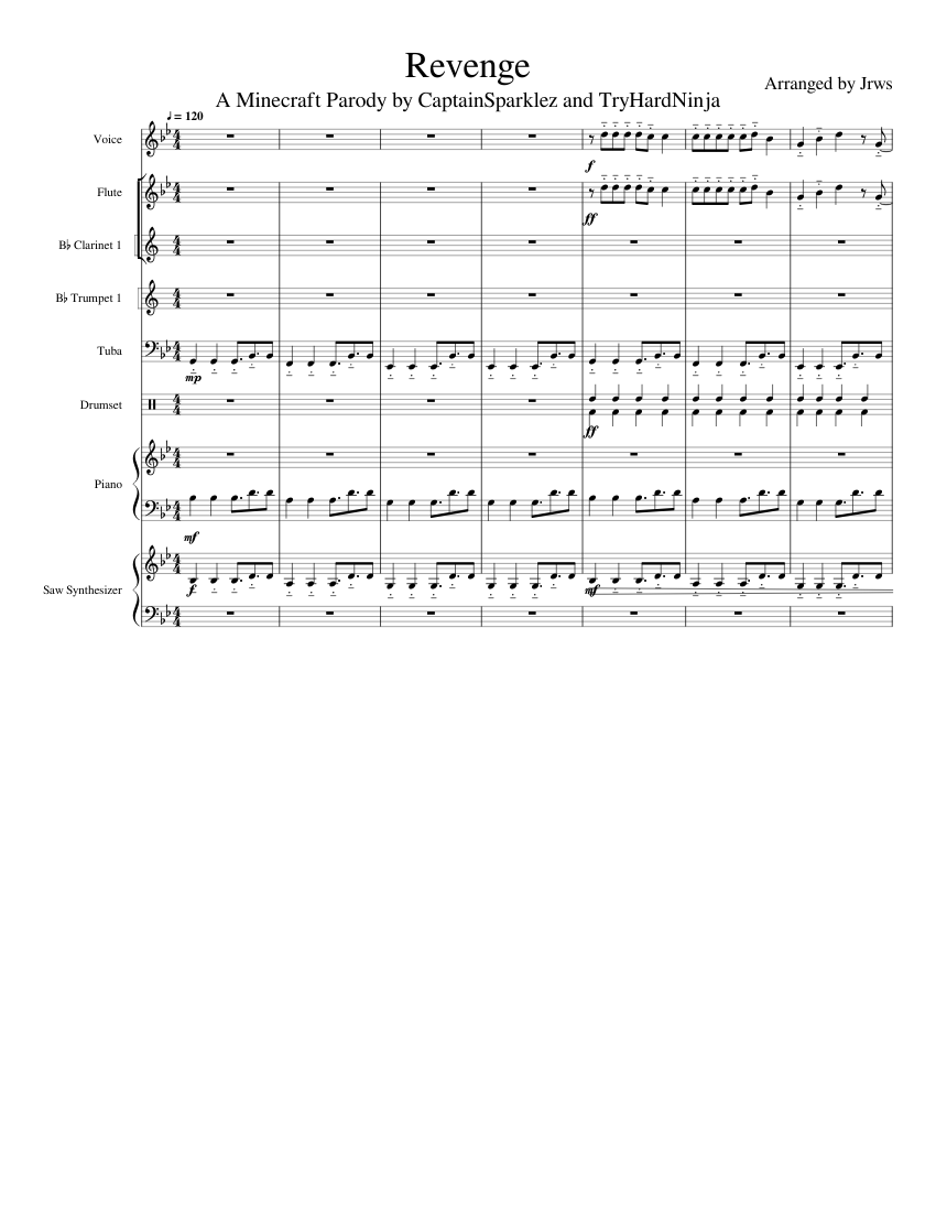 Revenge - CaptainSparklez and TryHardNinja Sheet music for Piano, Tuba ...