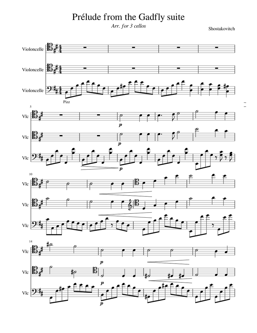 Prélude Sheet music for Cello (String Trio) | Musescore.com