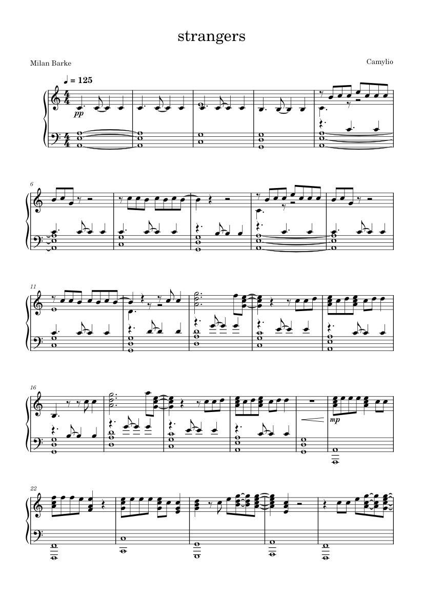 strangers - Camylio Sheet Music for Piano (Solo) Easy | MuseScore.com