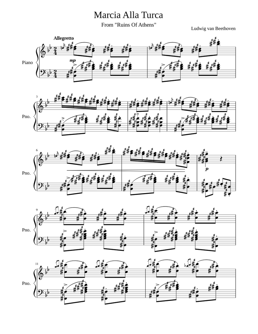 Marcia Alla Turca Sheet music for Piano (Solo) | Musescore.com