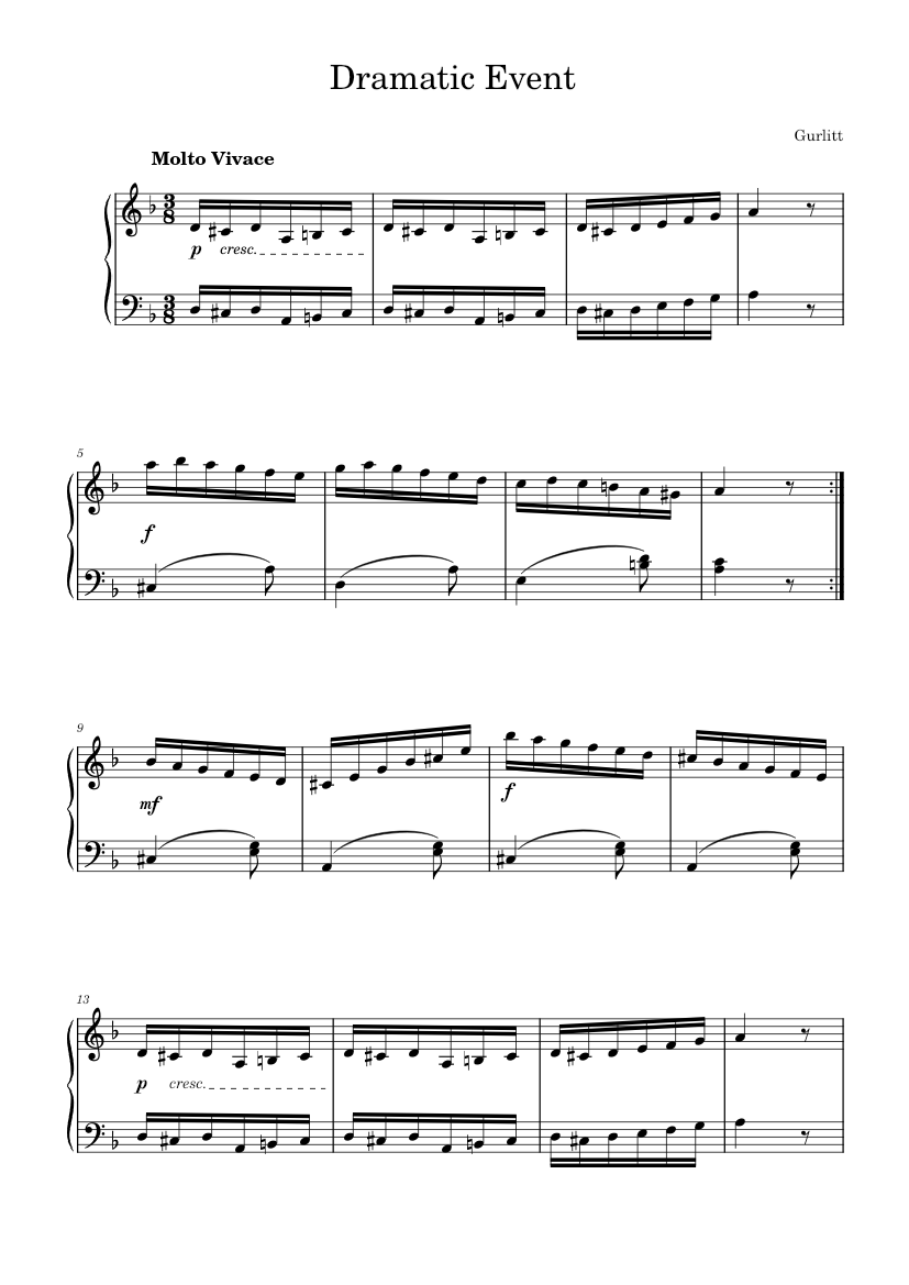 Dramatic Event – Cornelius Gurlitt Sheet Music for Piano (Solo) Easy ...