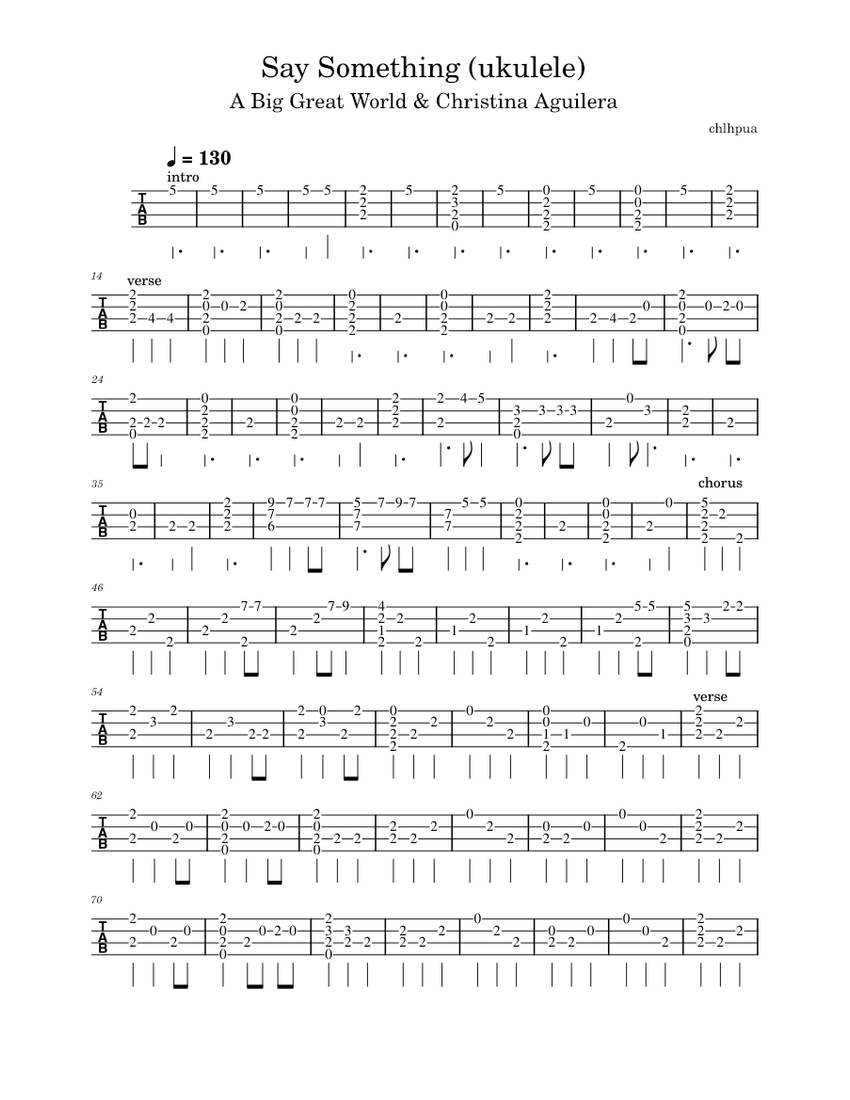 Say Something – A Great Big World And Christina Aguilera – ukulele tabs ...