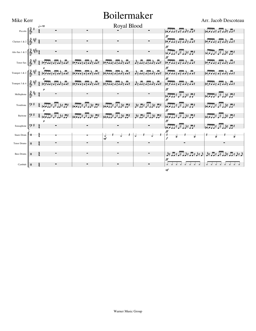 Boilermaker - Royal Blood Sheet music for Trombone, Tuba, Flute piccolo ...