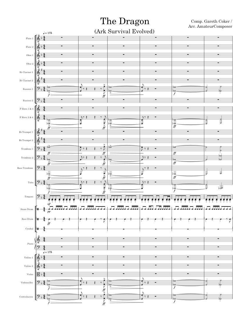 Ark – Gareth Coker The Dragon Theme Excerpt Sheet music for Piano ...