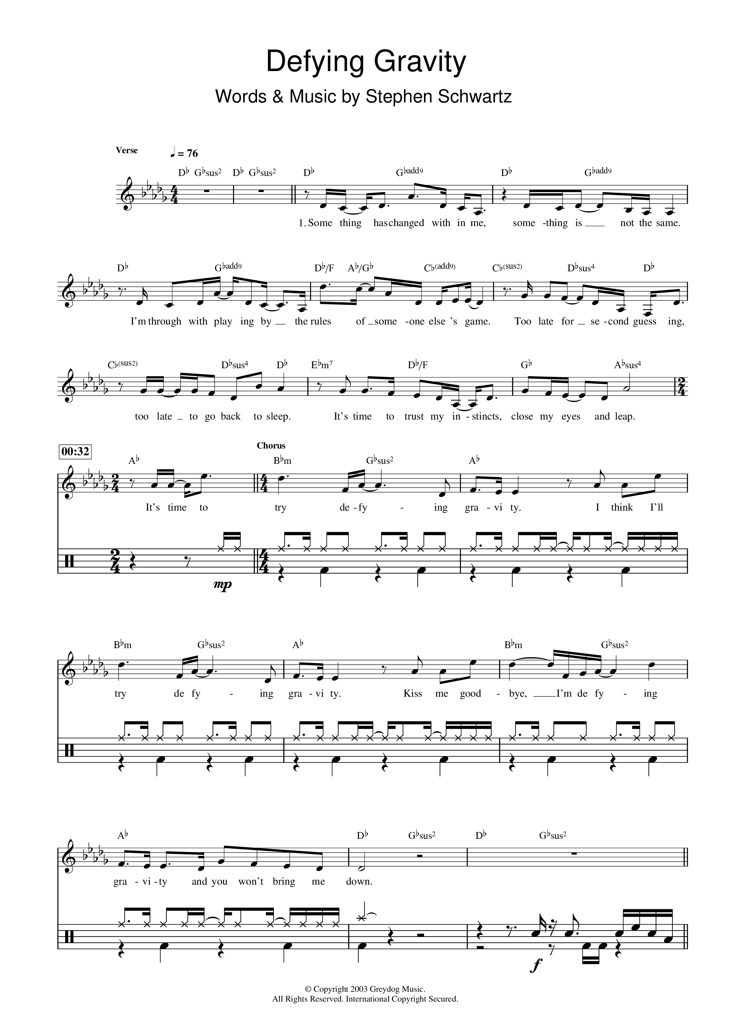 Play Official version of Defying gravity Sheet Music by Glee Cast for ...