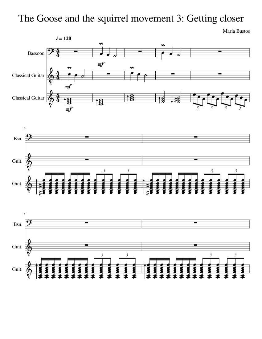 The Goose and the Squirrel movement III: Getting closer Sheet music for ...