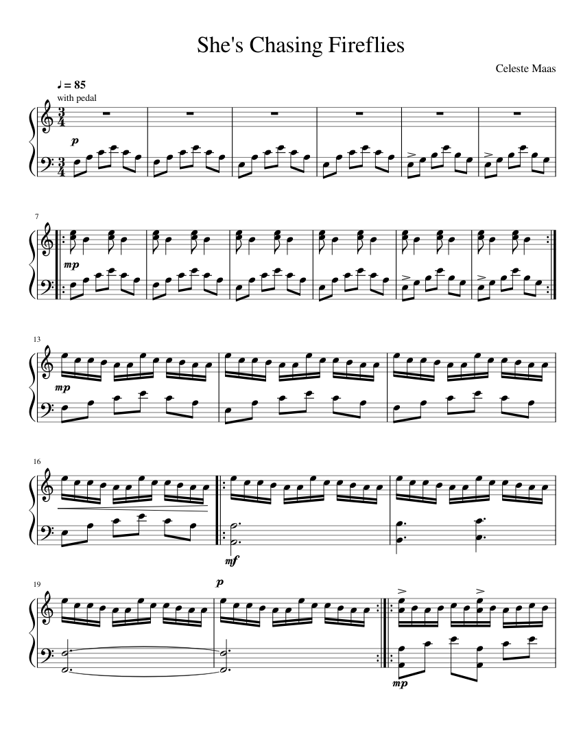 She's Chasing Fireflies Sheet music for Piano (Solo) Easy | Musescore.com