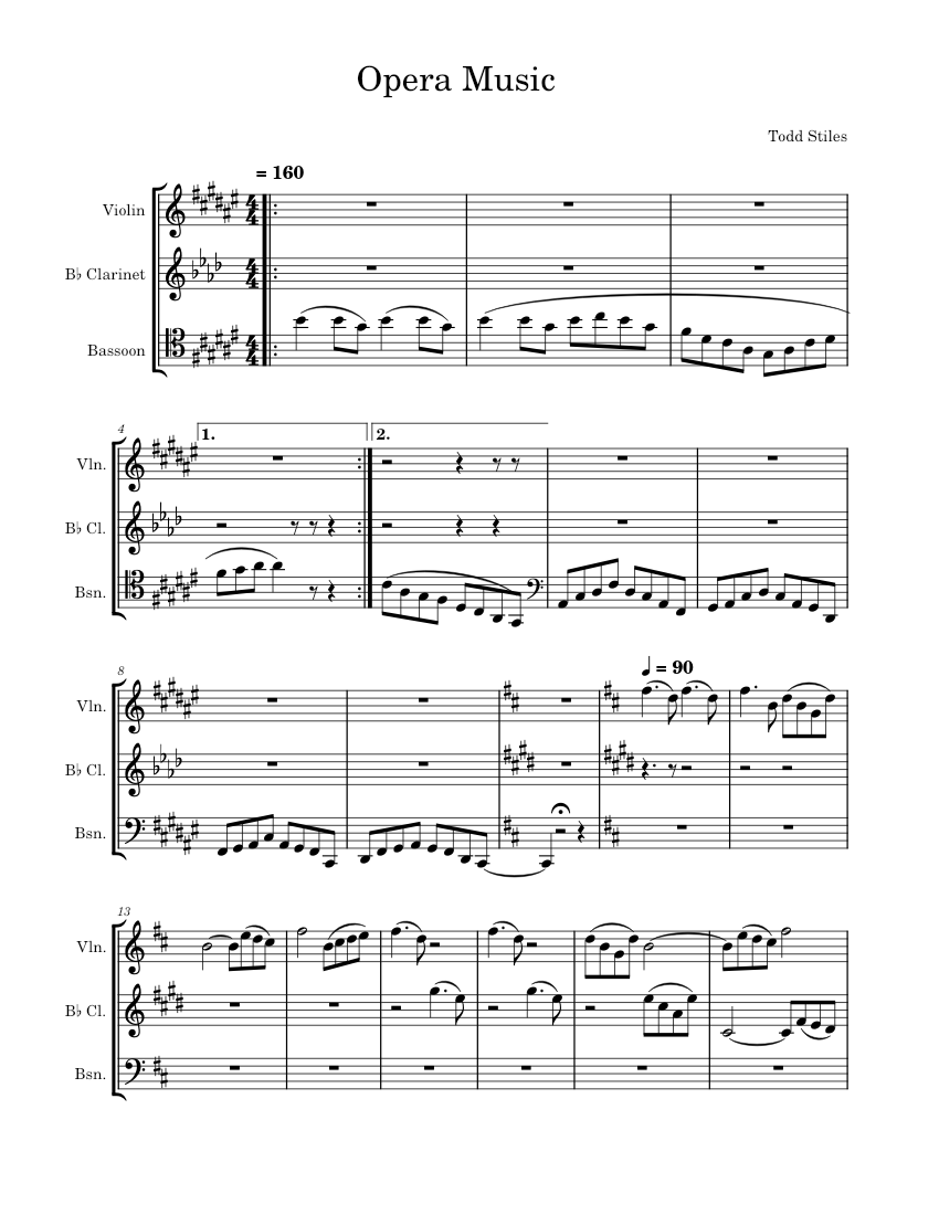 Opera_Music Sheet music for Clarinet in b-flat, Bassoon, Violin (Mixed ...
