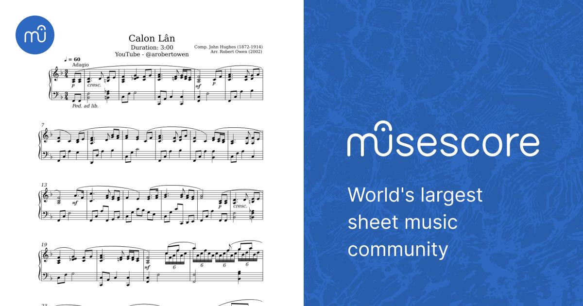 Calon Lân – John Hughes Sheet music for Piano (Solo) | Musescore.com