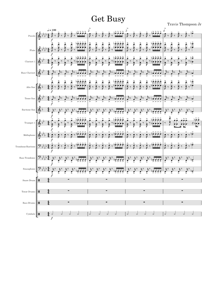 Get Busy - Sean Paul Sheet music for Trombone, Tuba, Flute, Oboe & more ...