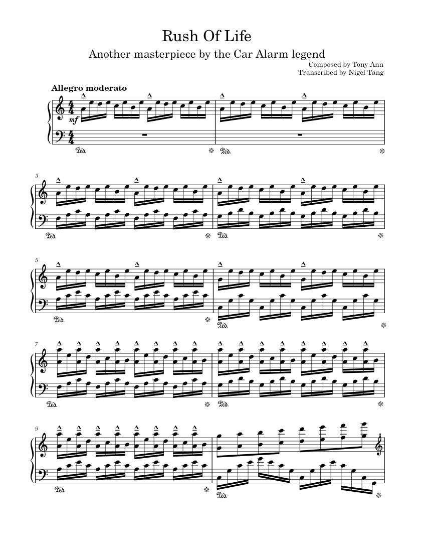Rush Of Life Sheet Music for Piano (Solo) | MuseScore.com
