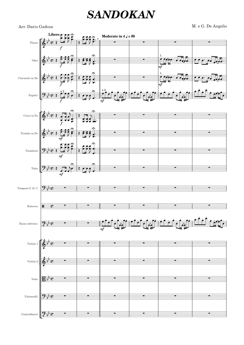 Sandokan Sheet Music for Trombone, Tuba, Flute, Oboe & more instruments ...