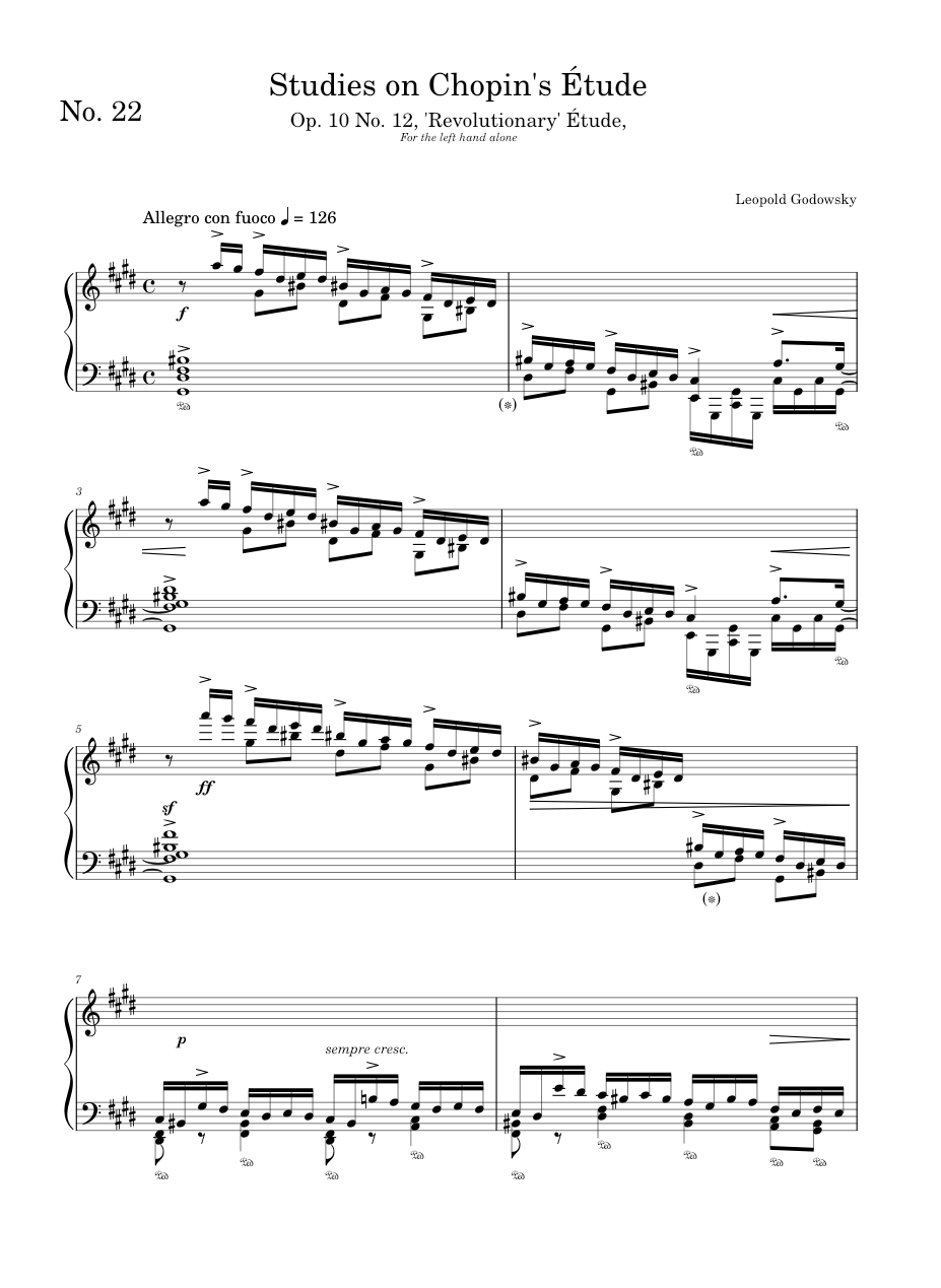 Study No. 22 on Chopin's Étude (Op. 10 No. 12) – Leopold Godowsky Sheet music for Piano (Solo ...