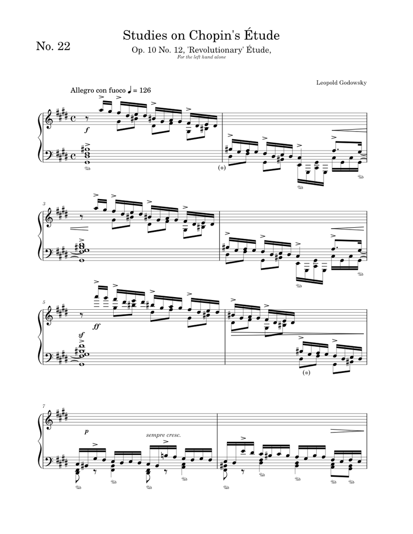 Study No. 22 on Chopin's Étude (Op. 10 No. 12) – Leopold Godowsky Sheet music for Piano (Solo ...