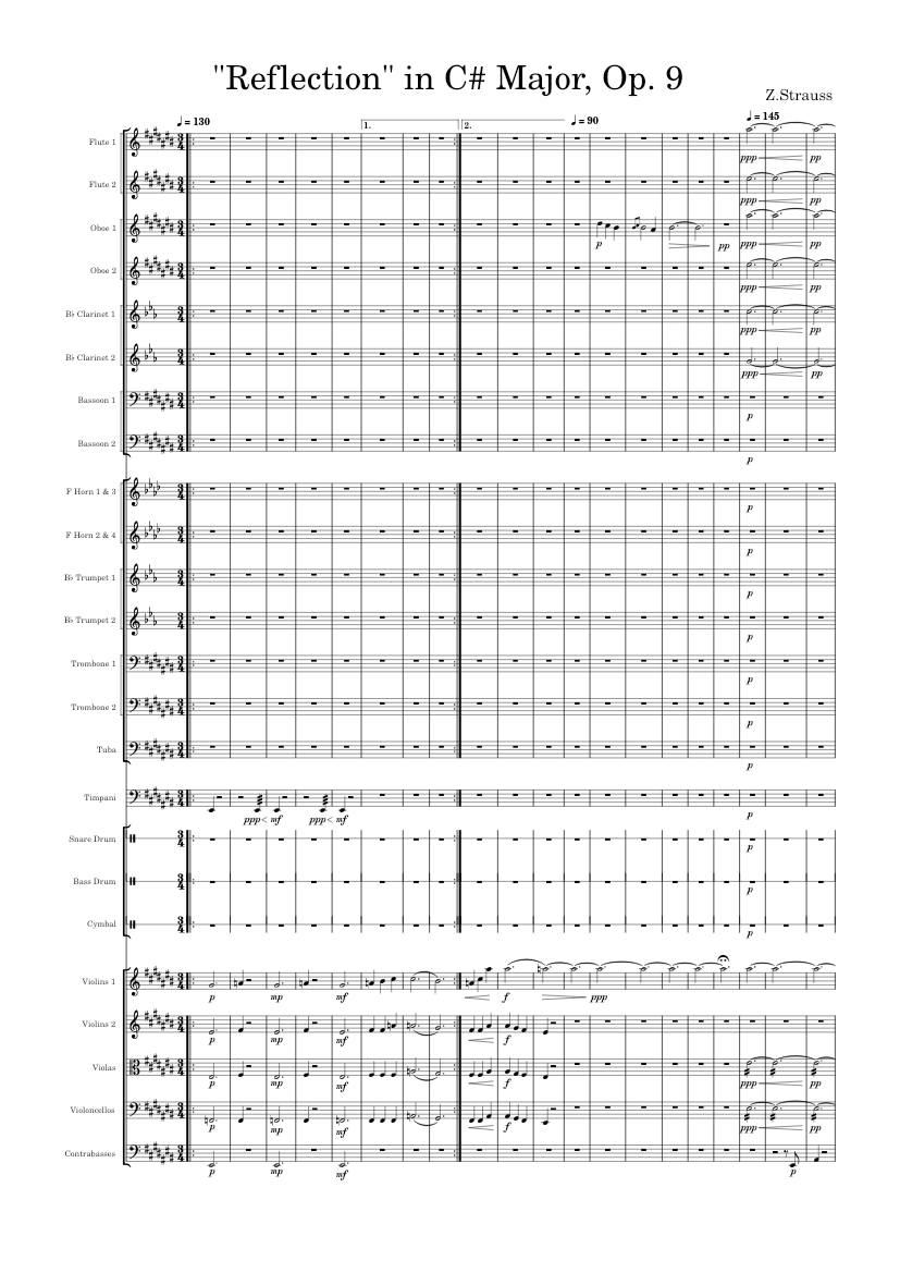 "Reflection" in C# major, Op 9 Sheet music for Trombone, Tuba, Flute ...