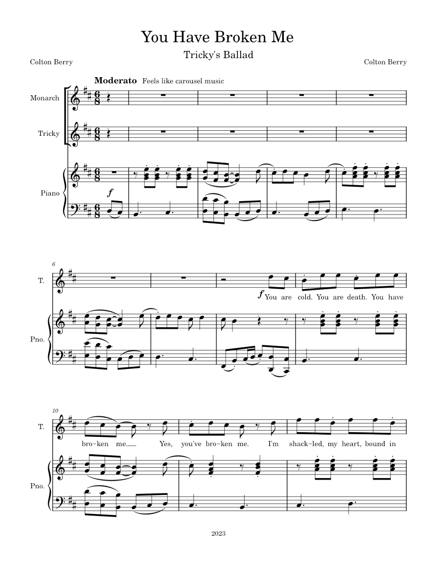 You Have Broken Me Sheet music for Piano, Synthesizer (Piano-Voice ...