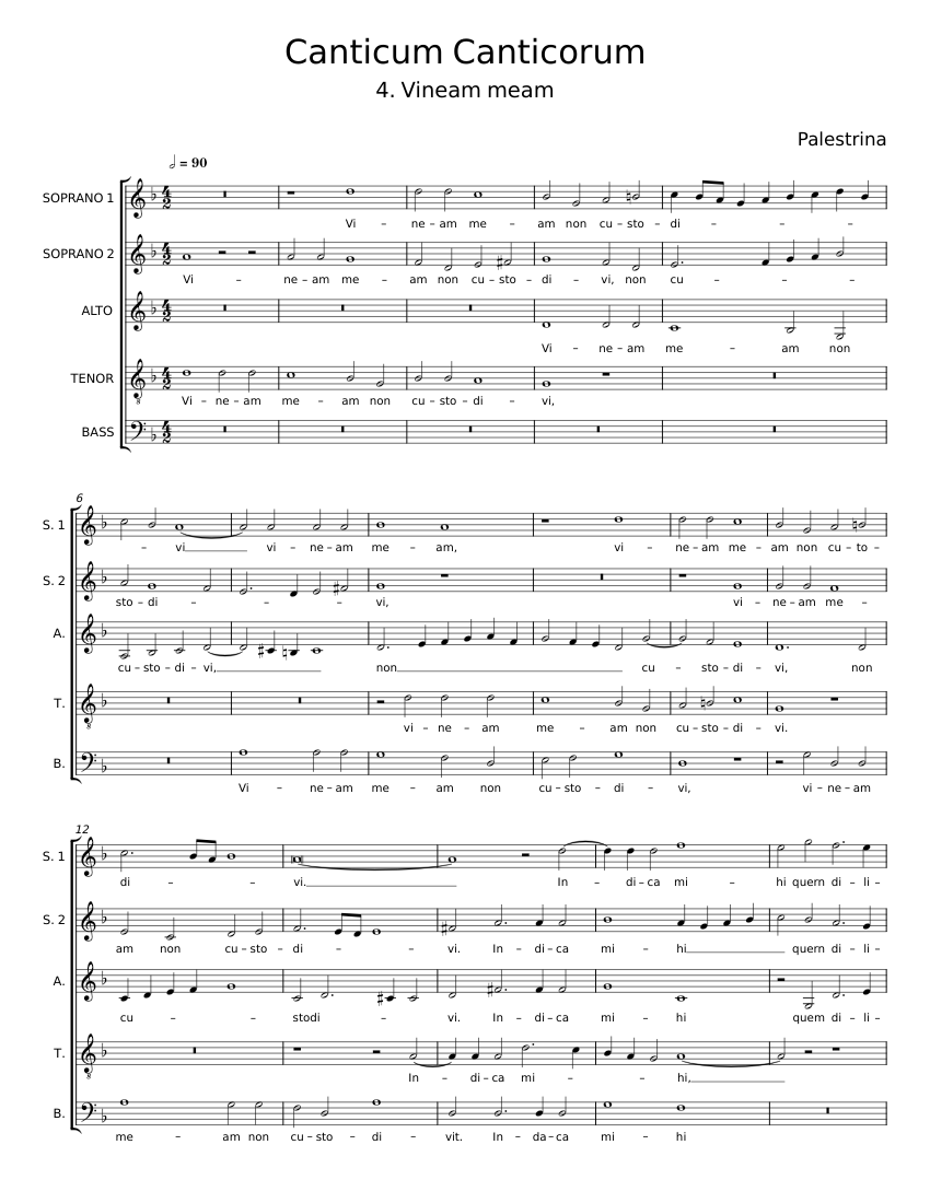 Canticum Canticorum – Palestrina Sheet music for Bass guitar ...