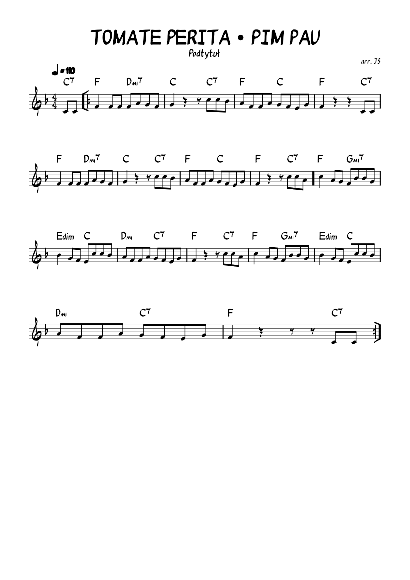 TOMATE PERITA • PIM PAU Sheet Music for Piano (Solo) Easy | MuseScore.com