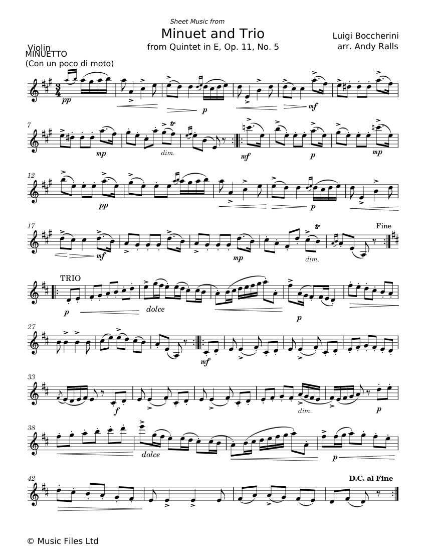 Minuet and Trio - Luigi Boccherini Sheet music for Violin (Solo ...