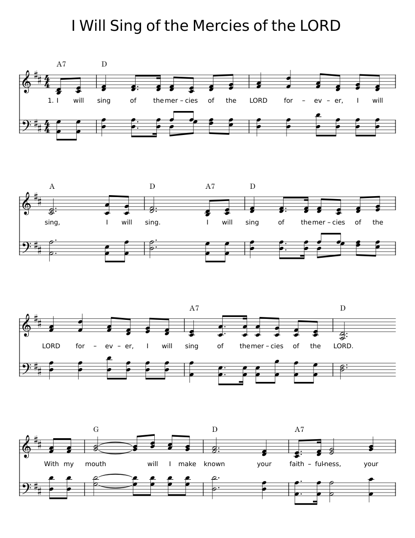 I Will Sing of the Mercies of the LORD Sheet Music for Synthesizer ...