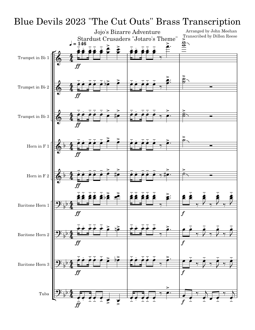 Blue Devils 2023 "The Cut Outs" Brass Transcription Sheet music for ...