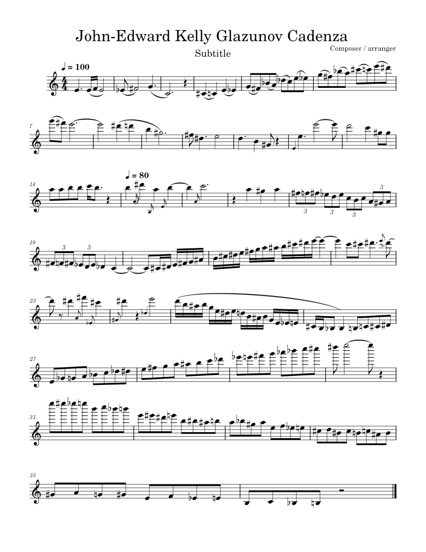 Saxophone Concerto, Op.109 – Aleksandr Glazunov Sheet Music for ...