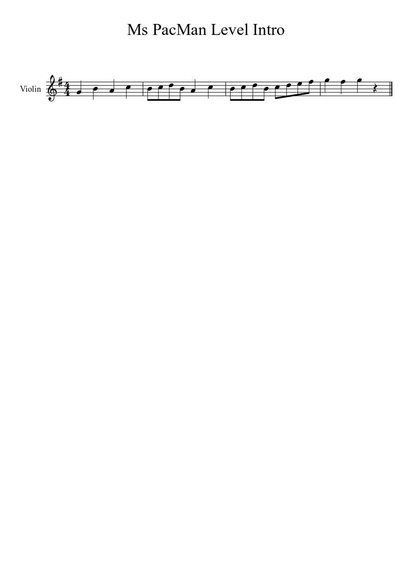 Ms PacMan Level Intro Sheet Music for Violin (Solo) | MuseScore.com