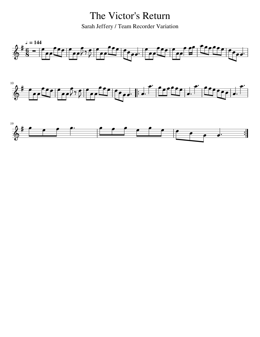 The Victor's Return Sheet music for Recorder (Solo) | Musescore.com