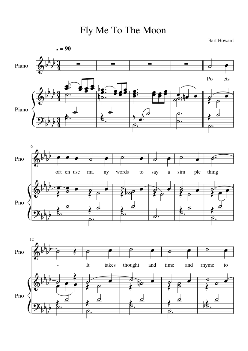 Fly me to the moon – Bart Howard Fly Me To The Moon Sheet music for Piano (Solo) | Musescore.com