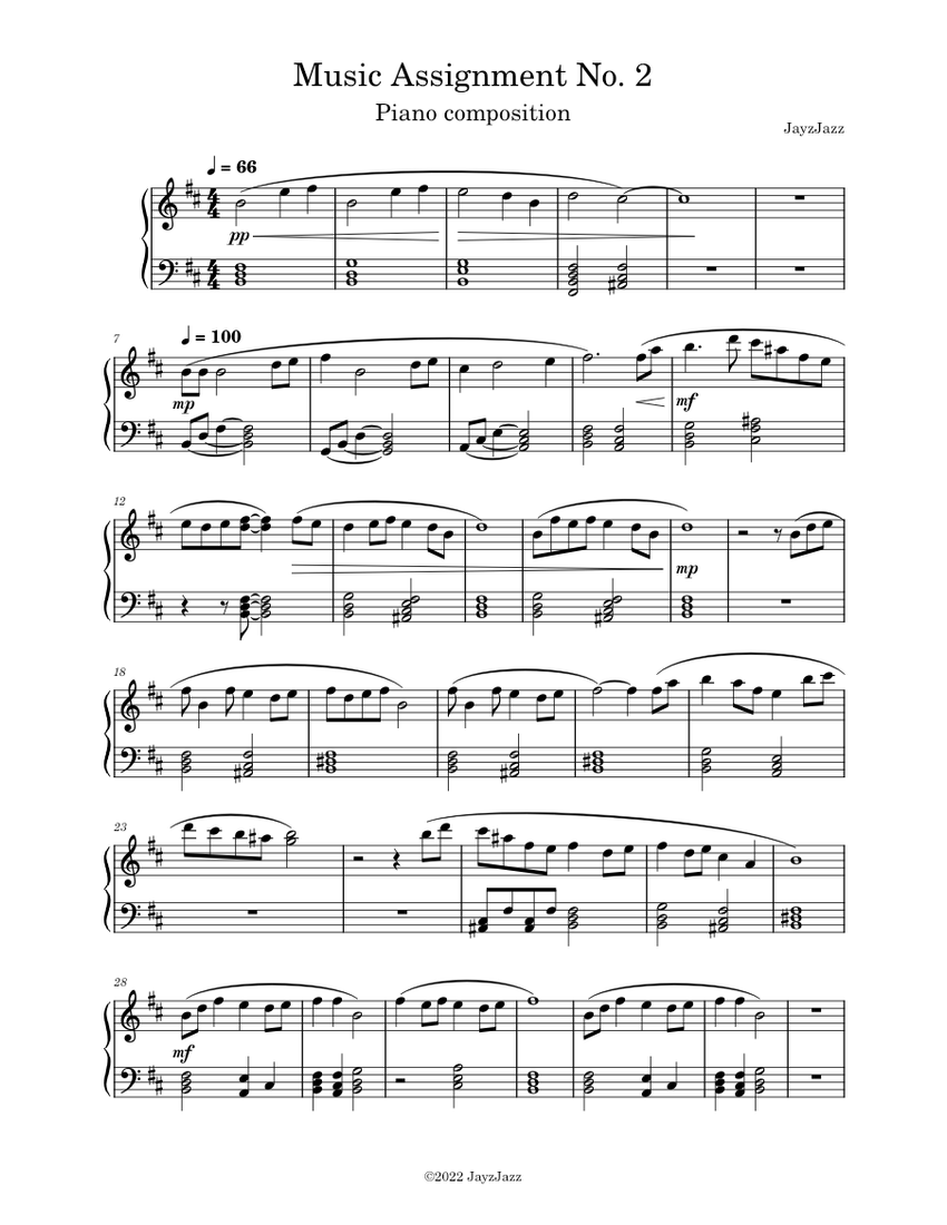 Music Assignment No. 2 Sheet music for Piano (Solo) | Musescore.com