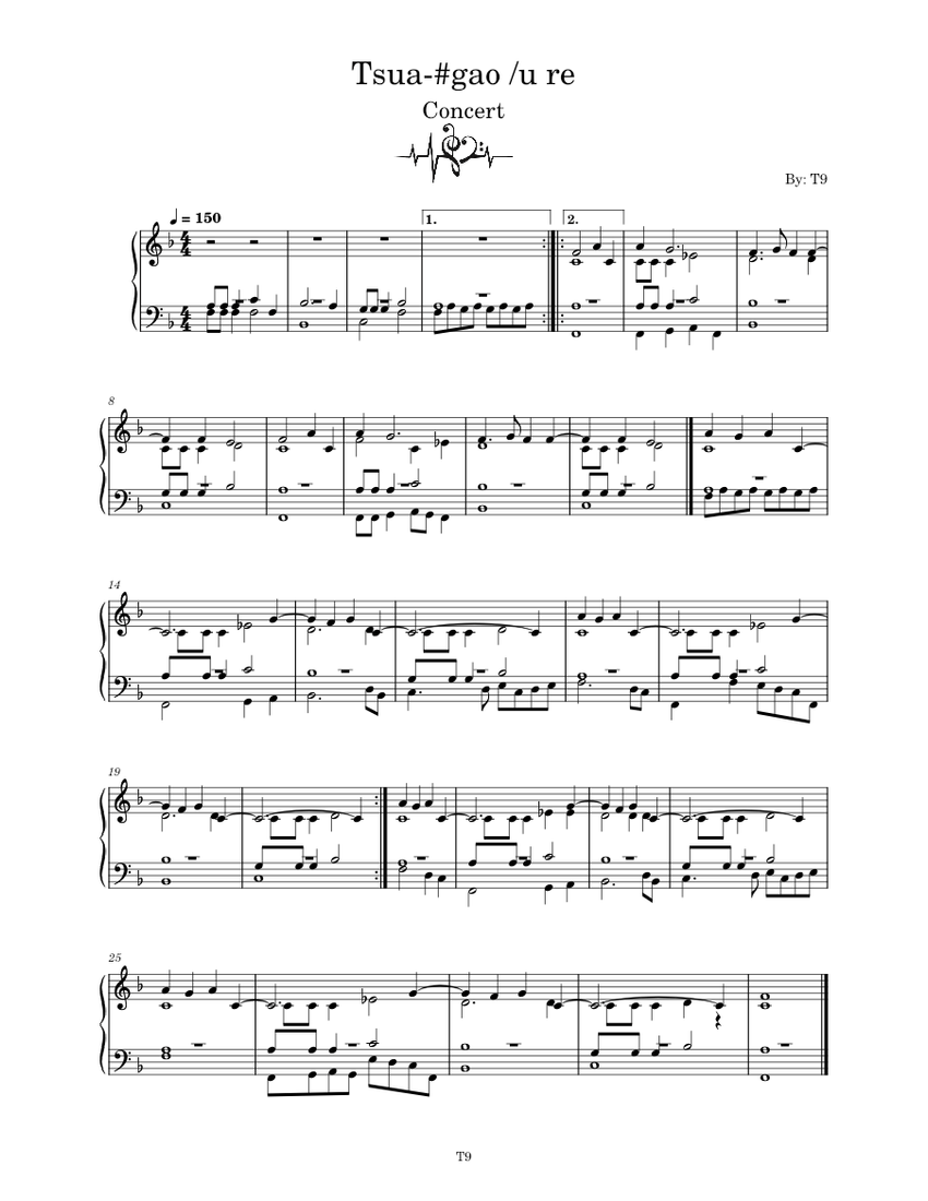 TSUA-#GAO /U RE Sheet music for Piano (Piano-Voice) | Musescore.com