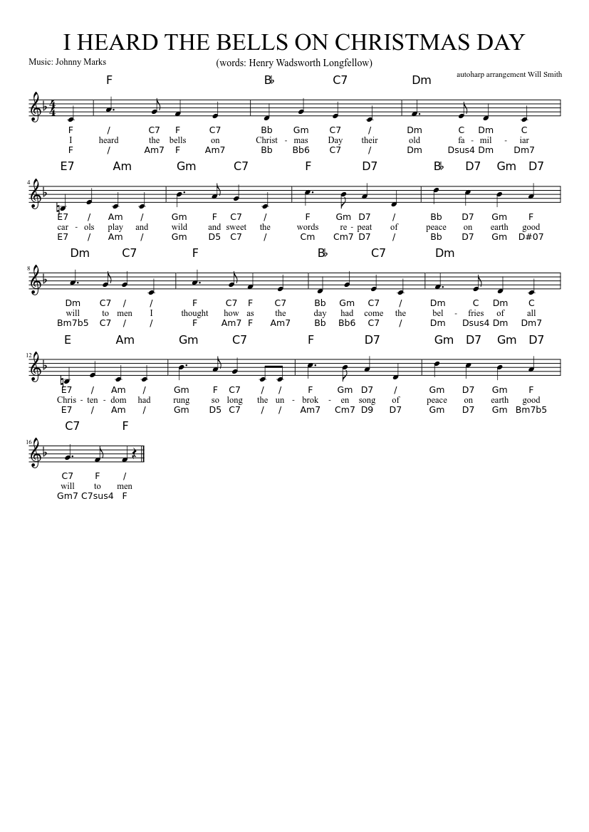 I Heard The Bells On Christmas Day Sheet Music