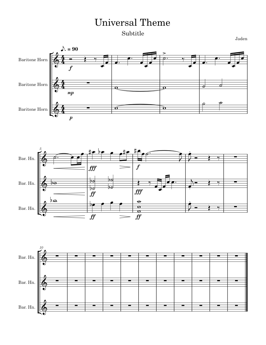 Universal Theme Song – Universal Universal Theme Song Sheet Music for ...