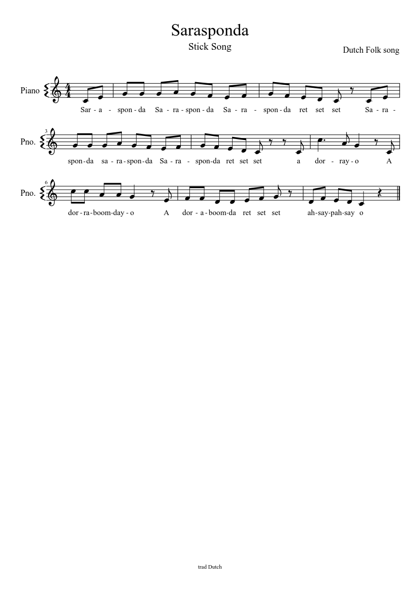 Sarasponda Sheet music for Piano (Solo) | Musescore.com