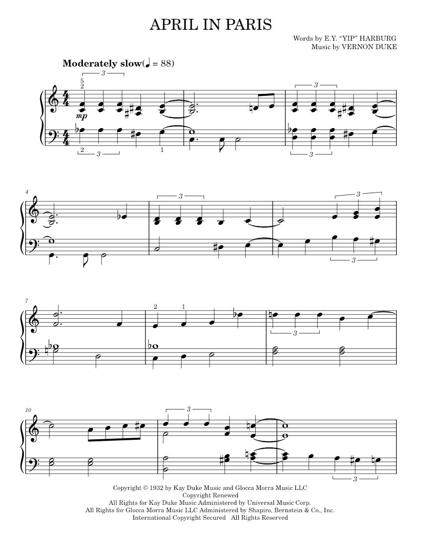 April In Paris Sheet music for Piano by Count Basie Official ...