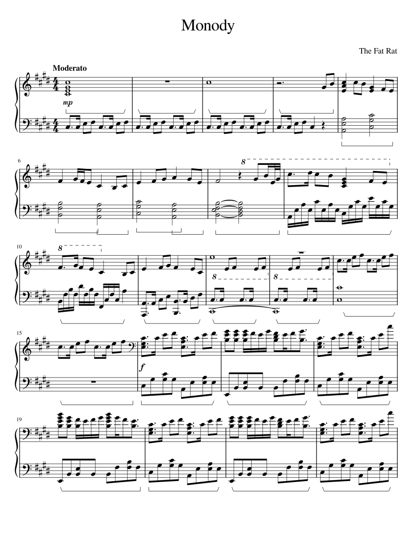 Monody – TheFatRat Sheet music for Piano (Solo) | Musescore.com