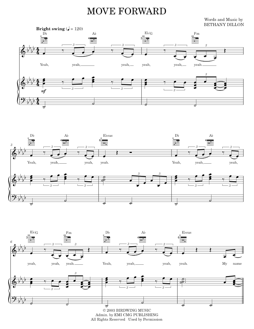 Play Official version of Move forward sheet music by Bethany Dillon for ...