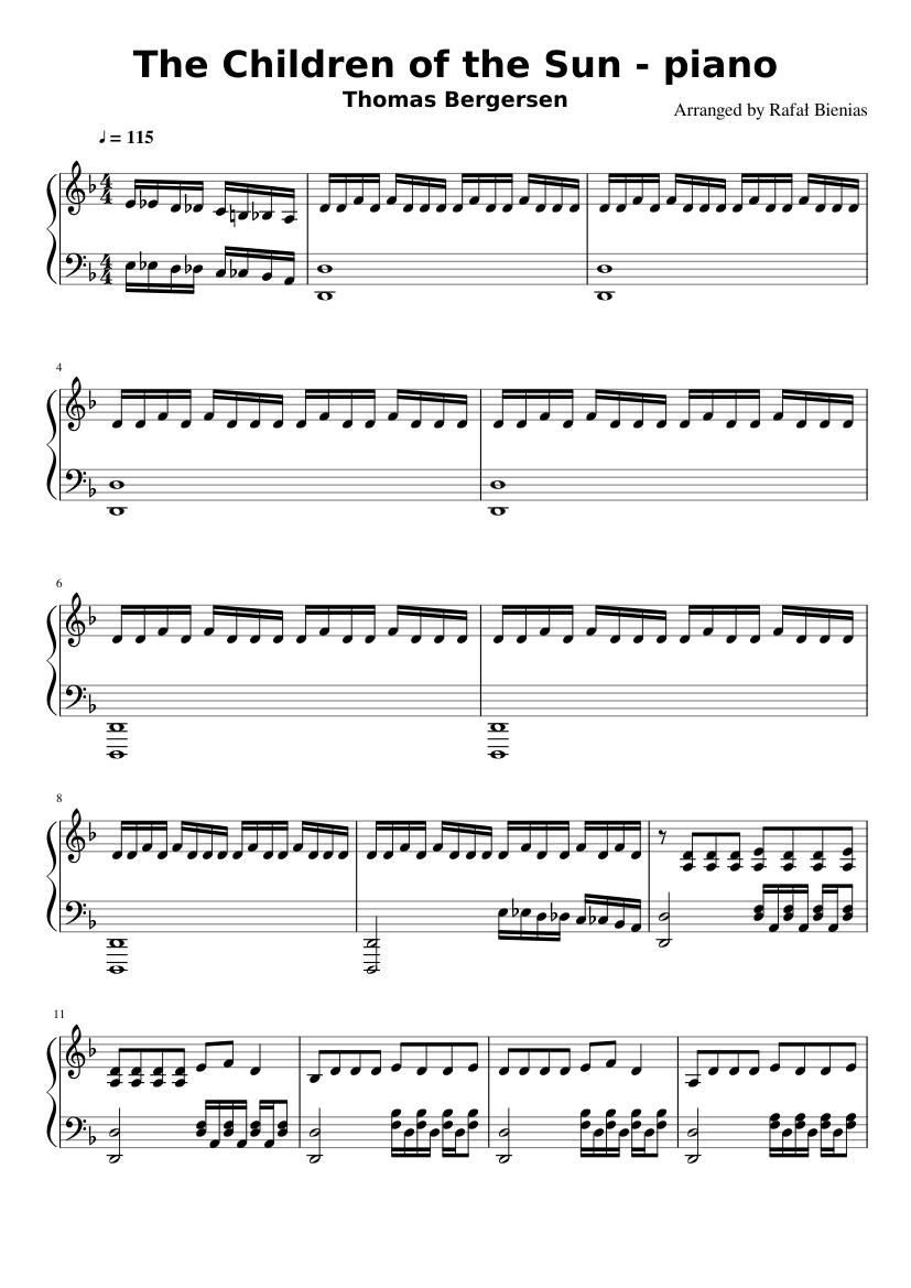 Thomas Bergersen - The Children of the Sun - piano Sheet music for Piano (Solo) | Musescore.com